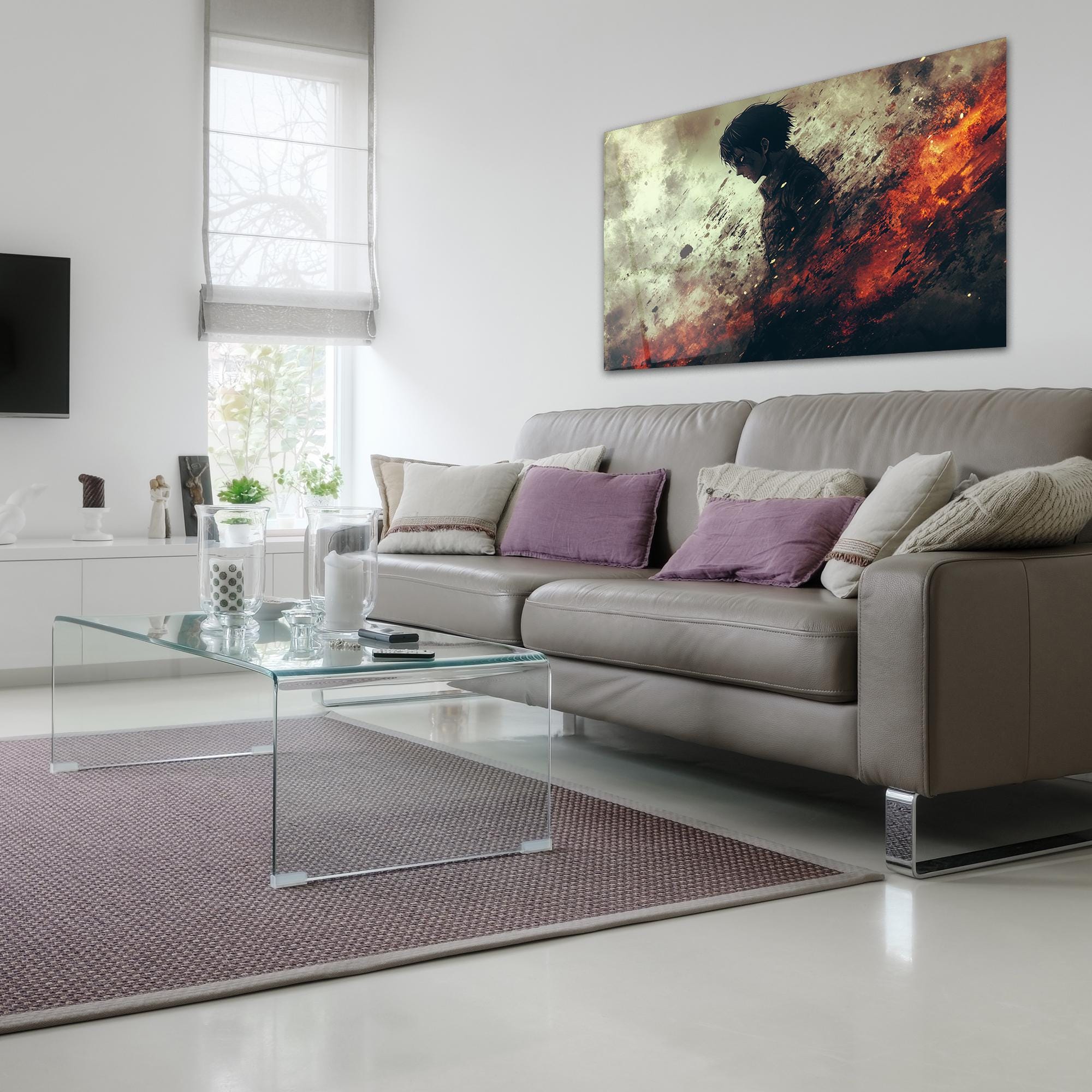 Eren Yeager Attack on Titan Glass Art, AOT Anime Wall Print, Shingeki ...