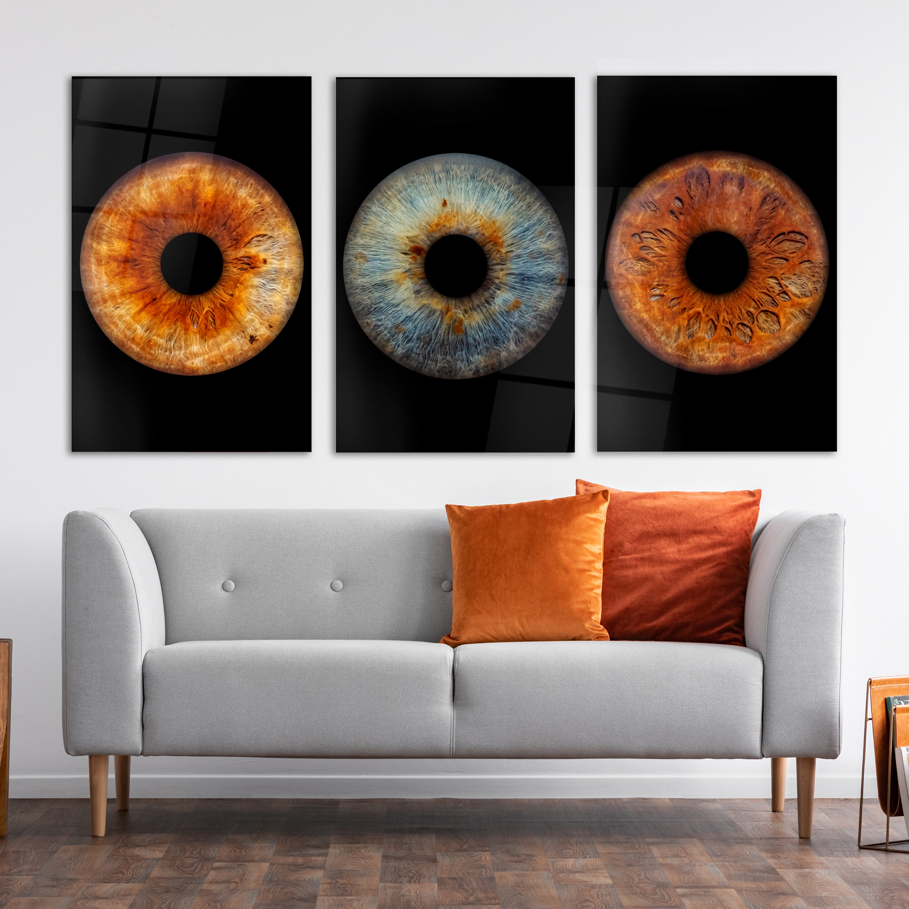 Close up of Eye Iris on Black Glass Wall Art House Warming Gift ...