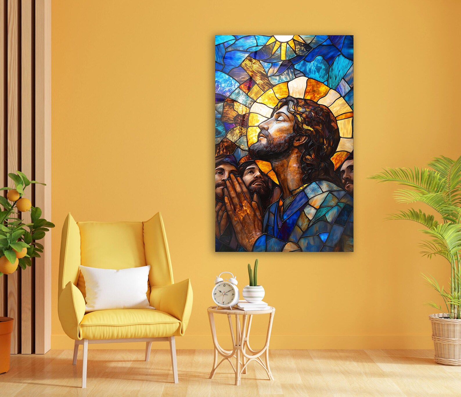Jesus Stained Glass Wall Art, Christian Religious Decor, Sacred Prayer ...
