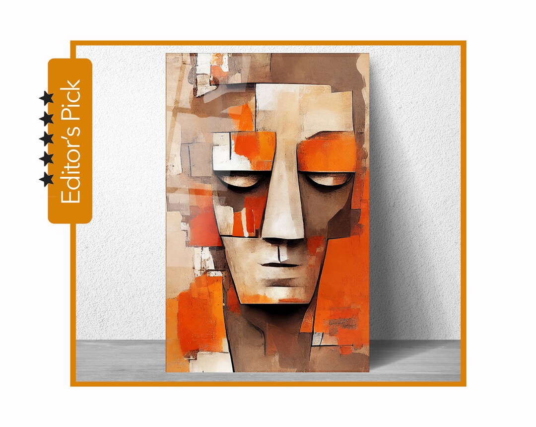 Orange Man Portrait - Glass Wall Art - House Warming Gift - Interior ...