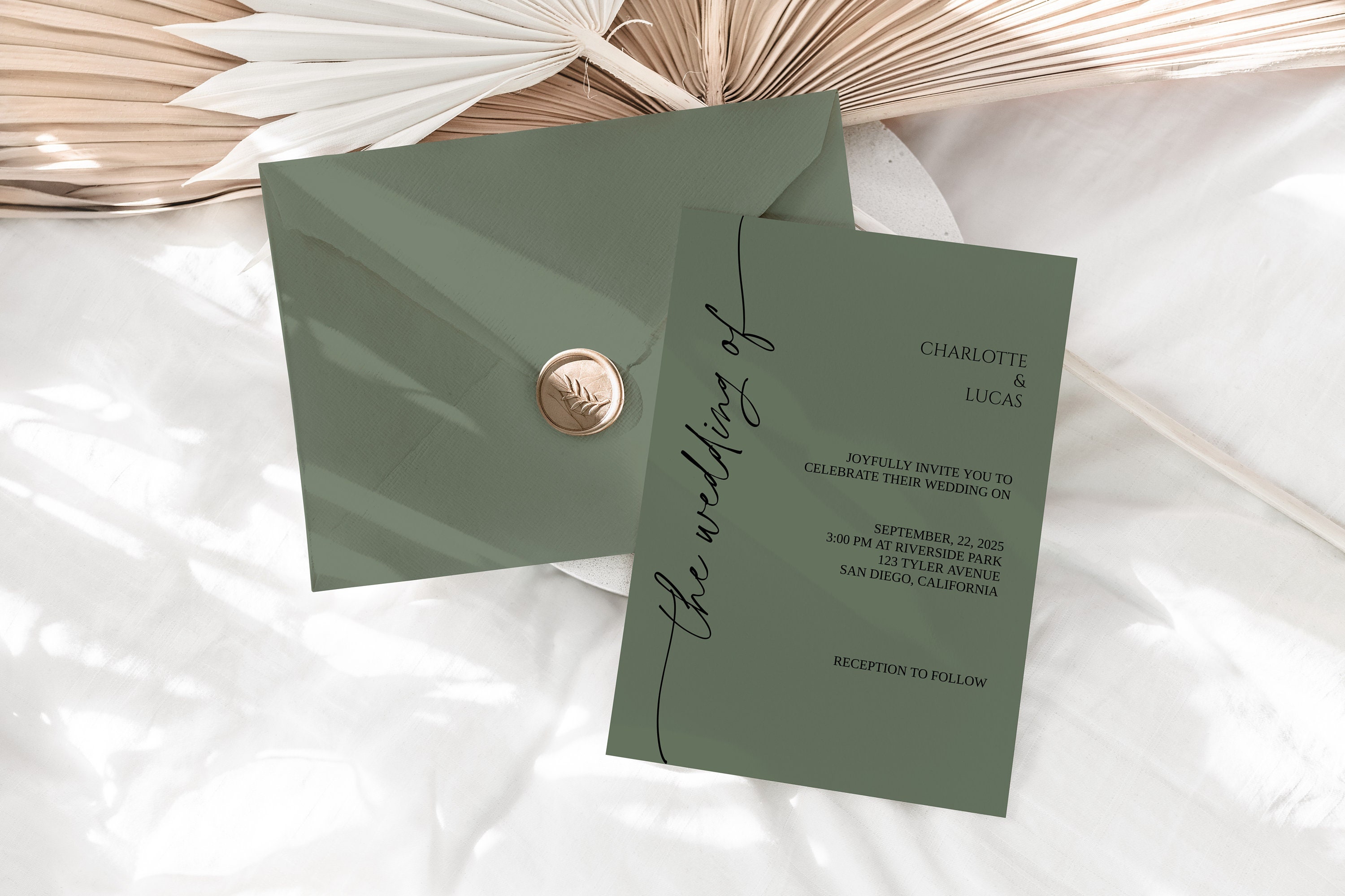 Minimalist Wedding Invitation Template, Modern Editable Invitation ...