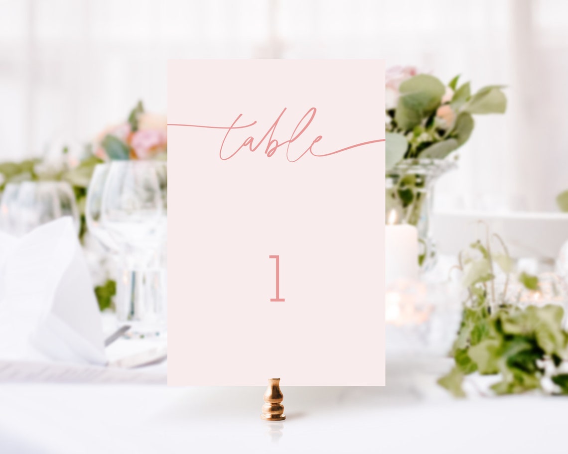 Minimalist Wedding Table Number Card (DIY Editable 4x6 Template) - Etsy