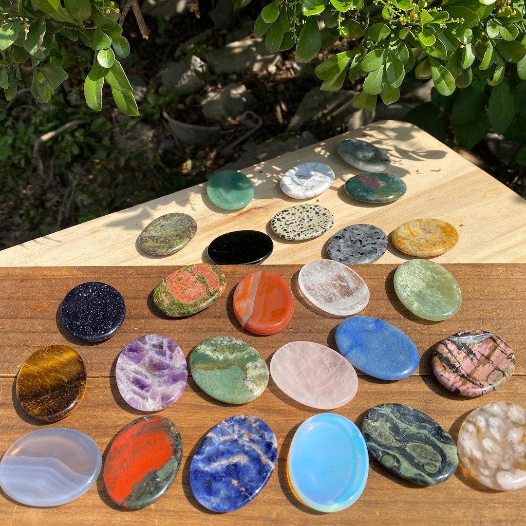 Hand Carved Crystal Worry Stone, Gemstone Palm Stone, Third Eye or ...