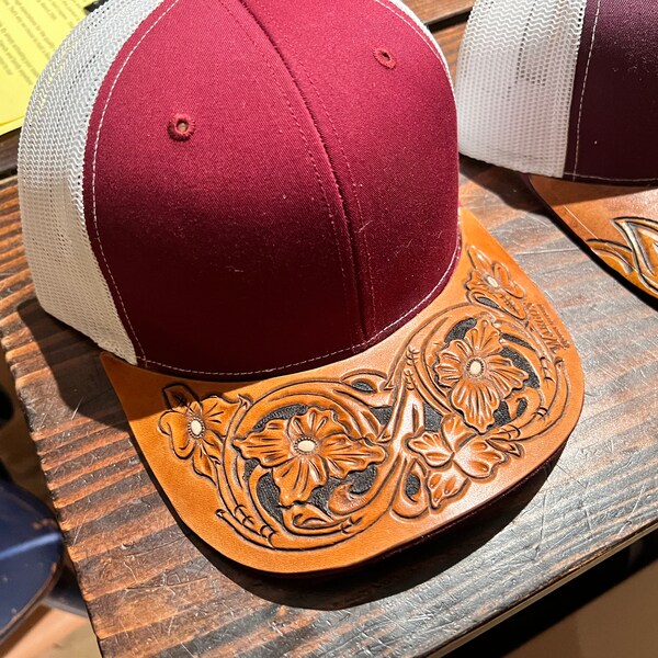 Tooled Leather Hat - Etsy