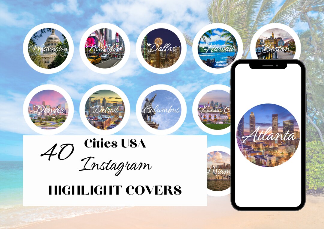 Travel Instagram Highlight Covers | 40 Cities USA Highlight Covers for ...