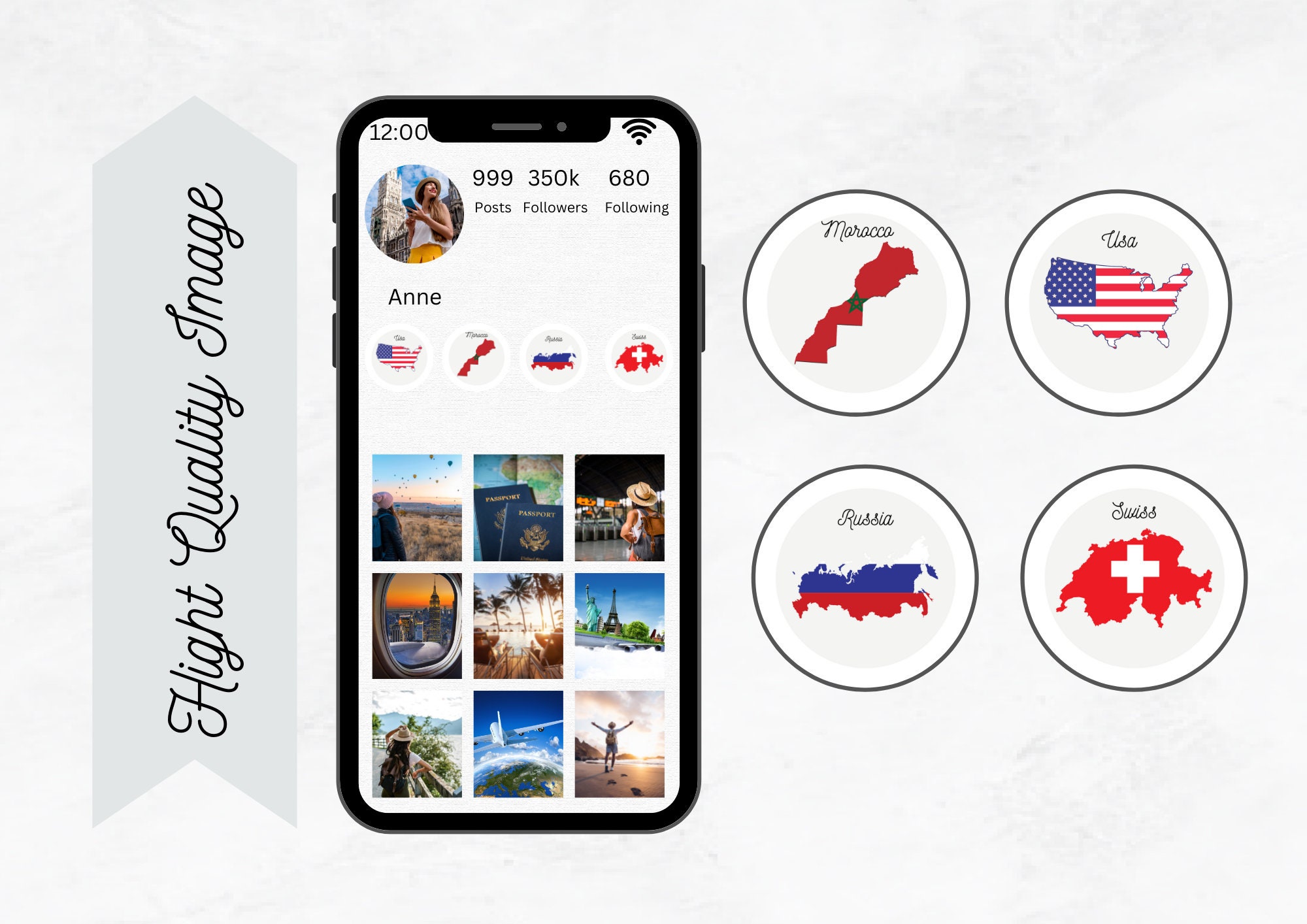 Instagram Travel Highlight Covers | 100 Countries, Instagram Story ...