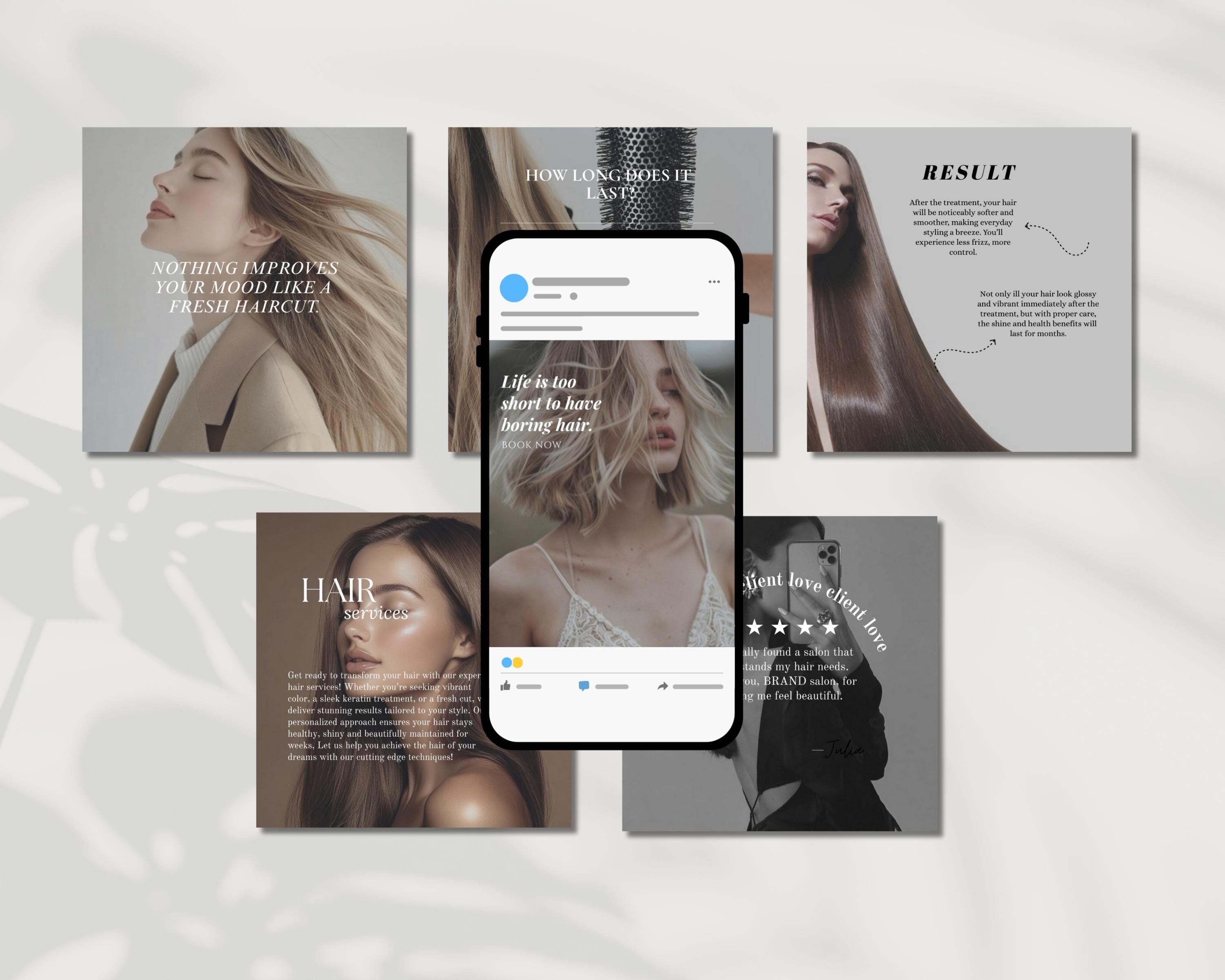Hair Instagram Posts & Stories Templates | Hair Salon Social Media ...