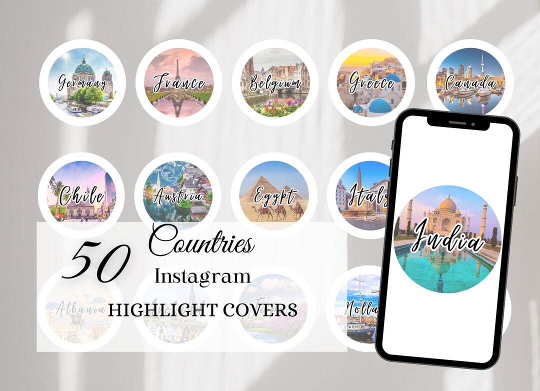 Instagram Travel Highlight Covers | 50 Countries| Instagram Story ...