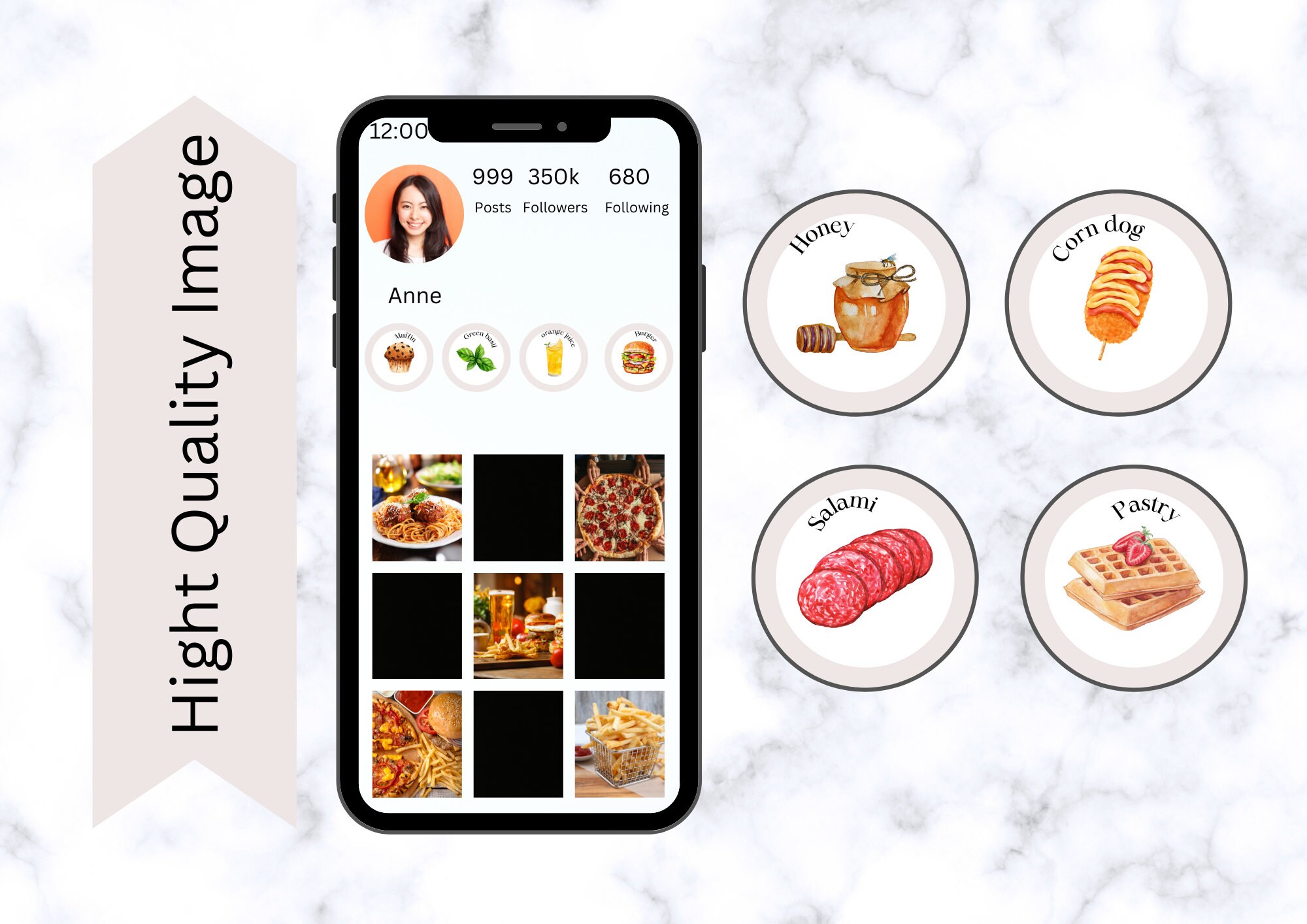 Food Instagram Highlight Covers, Instagram Story Highlight Icons, Food ...
