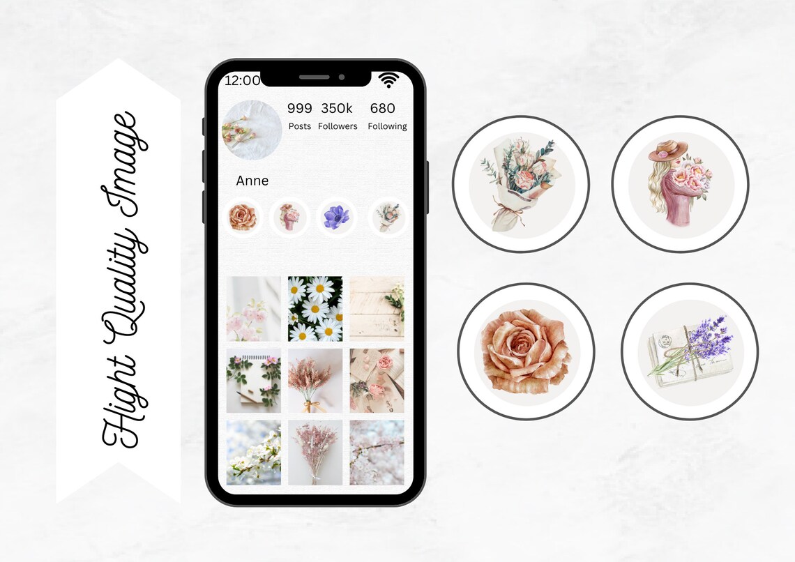 70 Flowers Instagram Highlight Covers, Instagram Story Highlight Icons ...