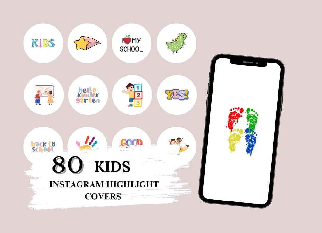 80 Kids Instagram Story Highlight Covers Watercolors Kids Instagram ...