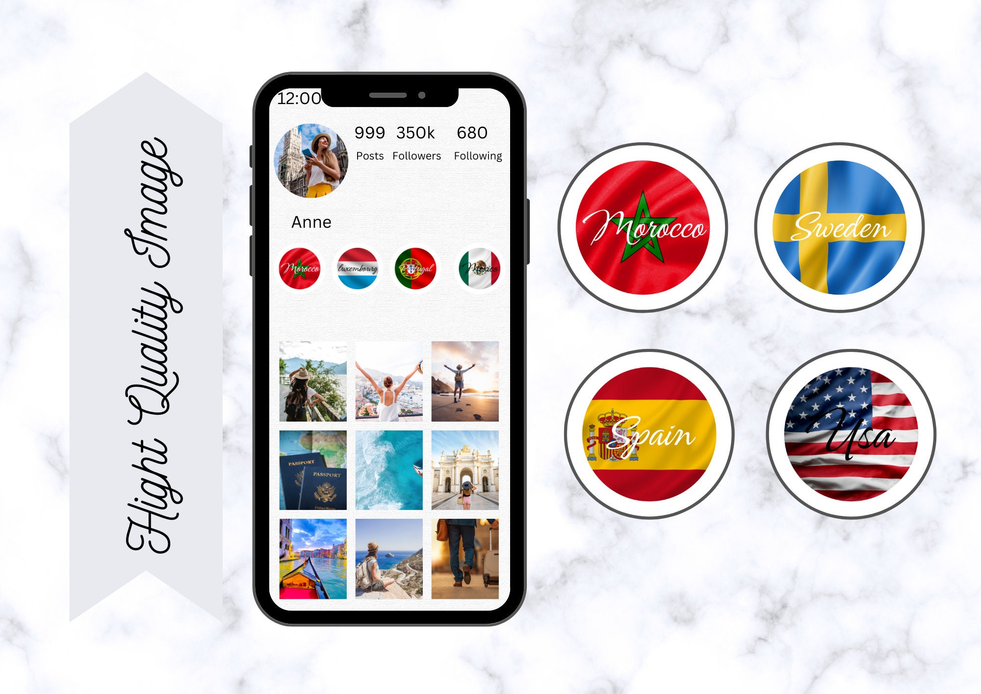 Instagram Travel Highlight Covers | 100 Countries| Instagram Story ...