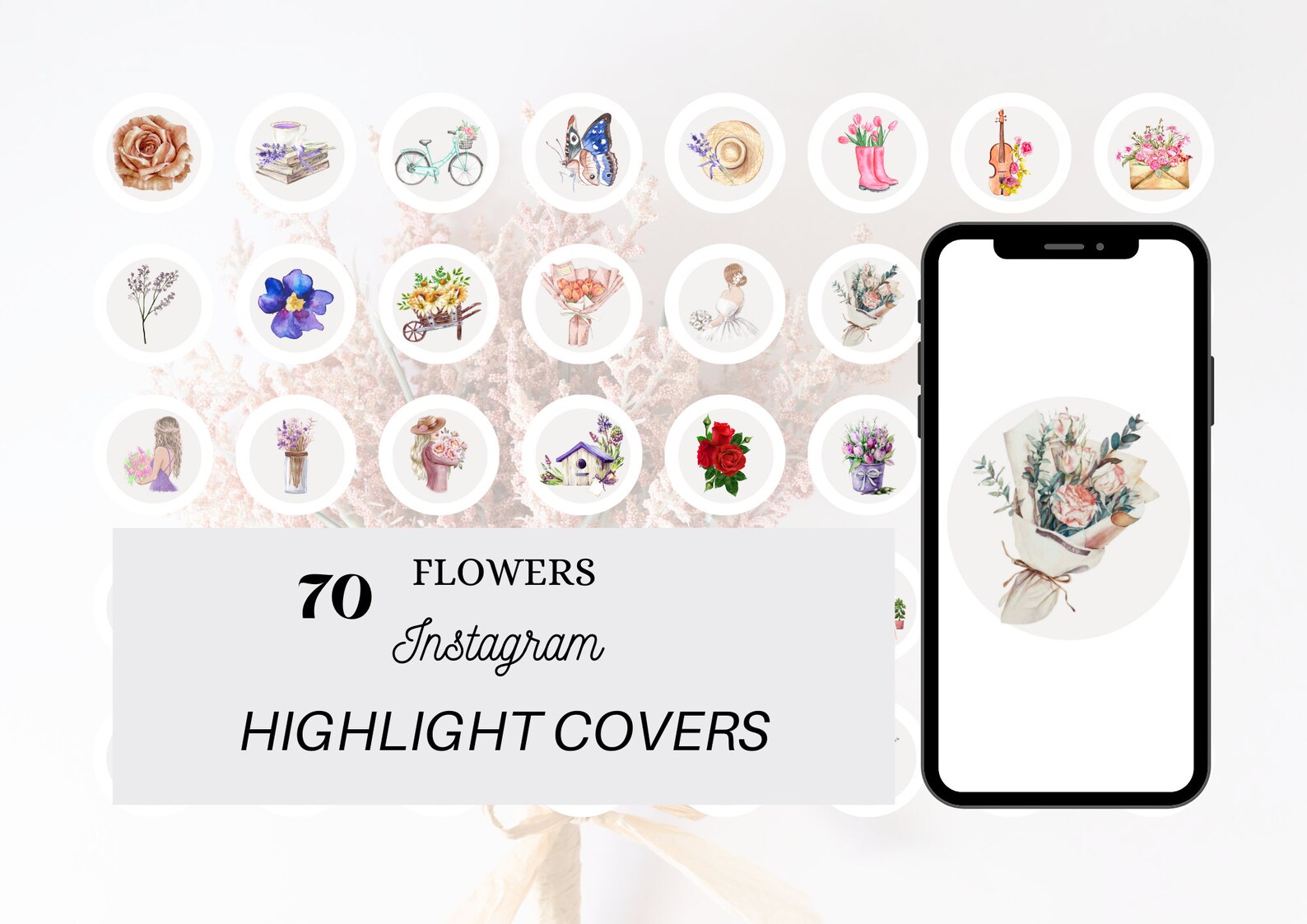 70 Flowers Instagram Highlight Covers, Instagram Story Highlight Icons ...