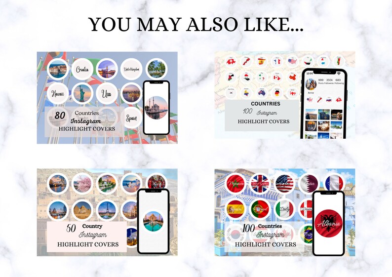 Travel Instagram Highlight Covers |100 Black Countries Illustrations on ...