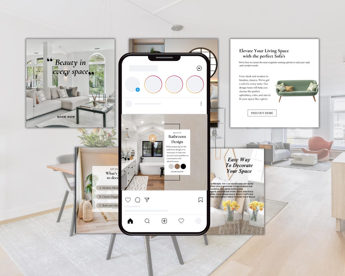 200 Interior Design Instagram Post Templates | Interior Decoration ...