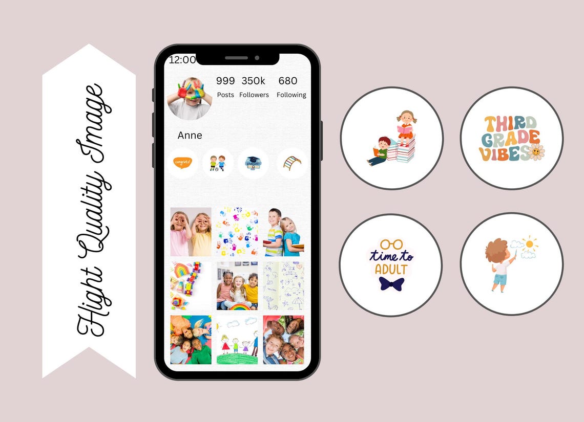 80 Kids Instagram Story Highlight Covers Watercolors Kids Instagram ...