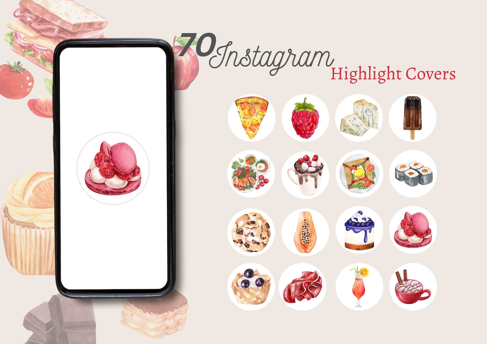 Food Instagram Highlight Covers, Instagram Story Highlight Icons, Food ...