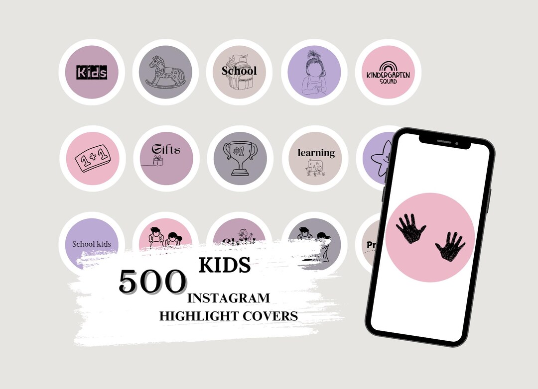 500 Kids Instagram Story Highlight Covers Lineart Kids Instagram ...