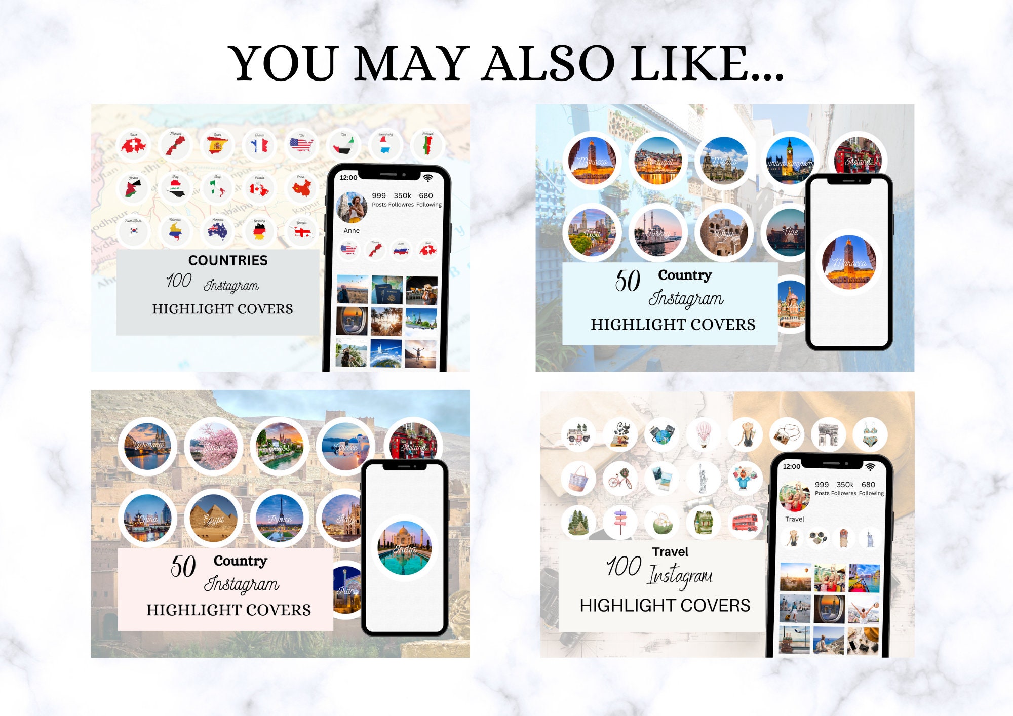 Instagram Travel Highlight Covers | 100 Countries| Instagram Story ...