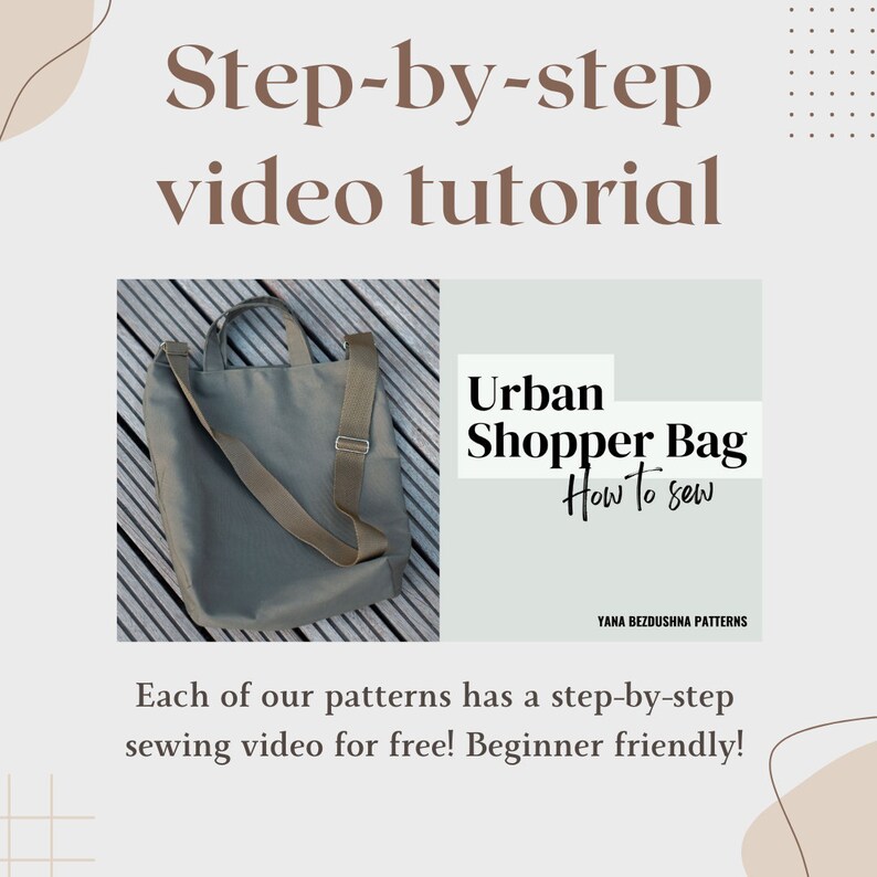 Easy Shopping Bag Sewing PDF Pattern With Step-by-step Tutorial Video ...