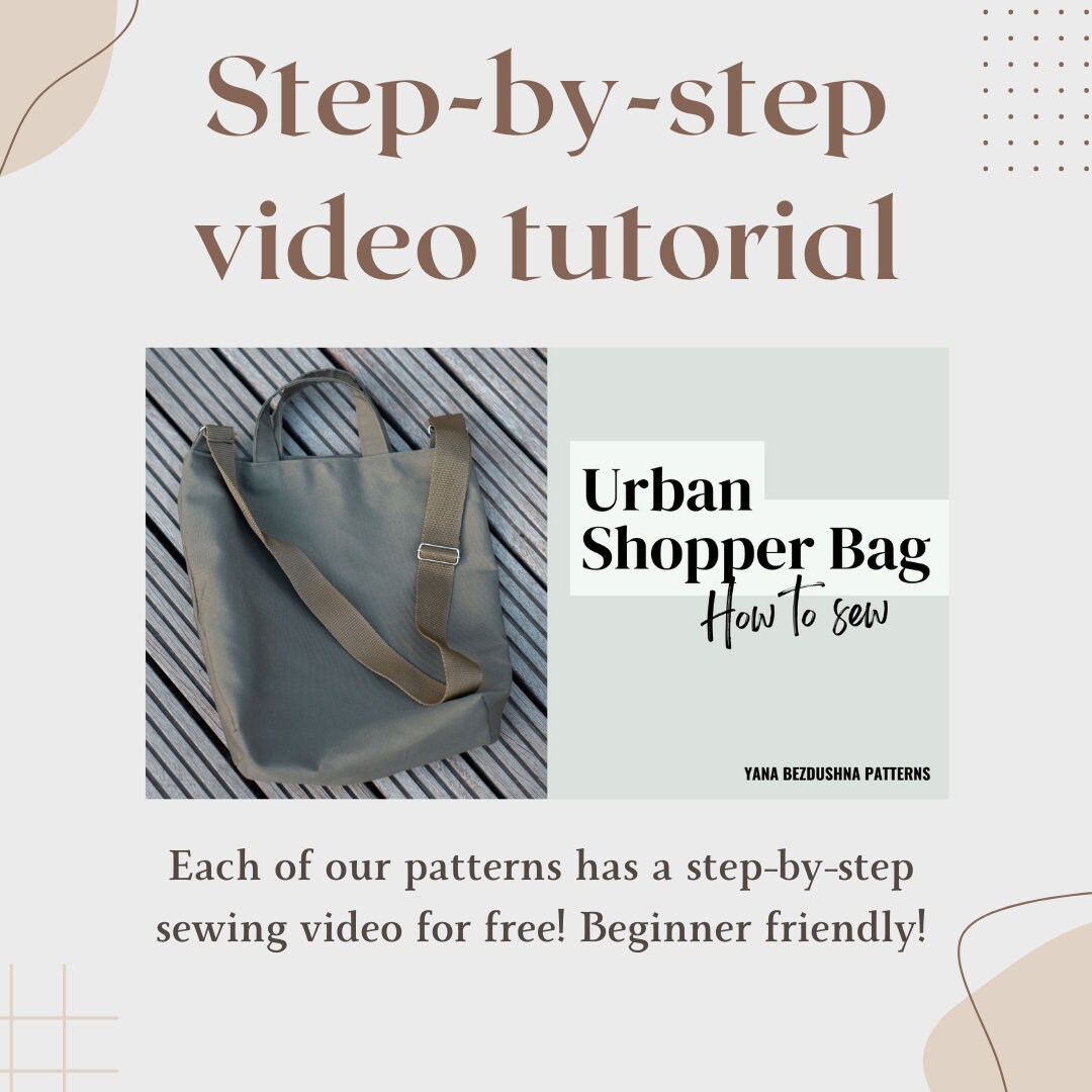 Easy Shopping Bag Sewing PDF Pattern With Step-by-step Tutorial Video ...