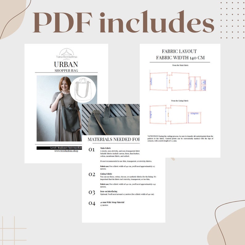 Easy Shopping Bag Sewing PDF Pattern With Step-by-step Tutorial Video ...