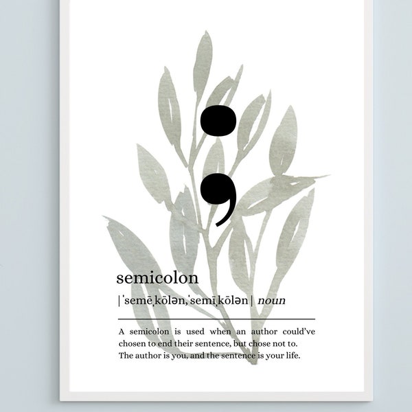 Semicolon Wall Art - Etsy