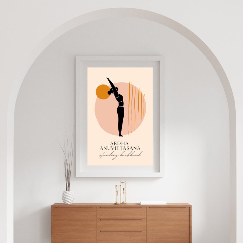Yoga Pose Digital Art Print - Standing Backbend Ardha Anuvittasana - Etsy