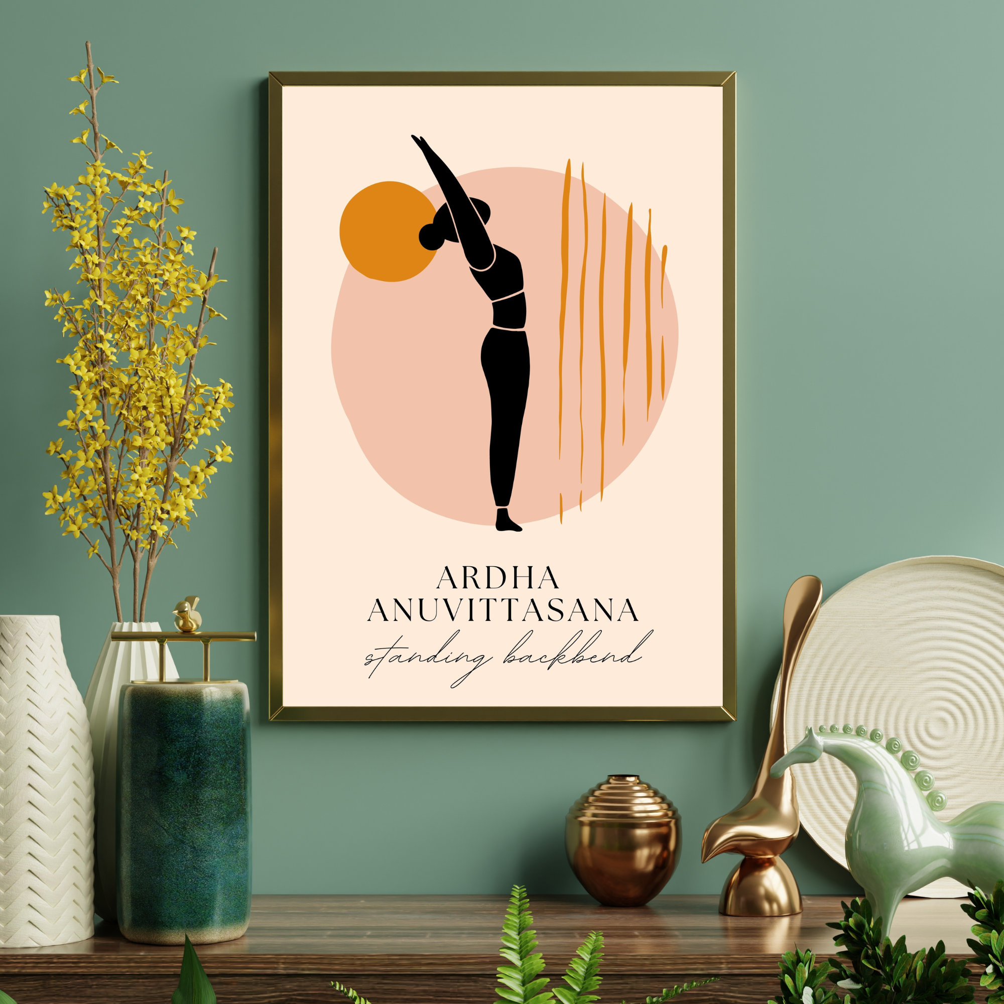 Yoga Pose Digital Art Print - Standing Backbend Ardha Anuvittasana - Etsy