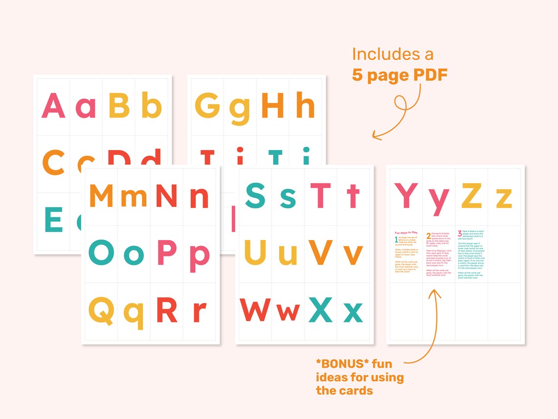 Upper and Lower Case Alphabet Cards Printable, Educational Games - Etsy