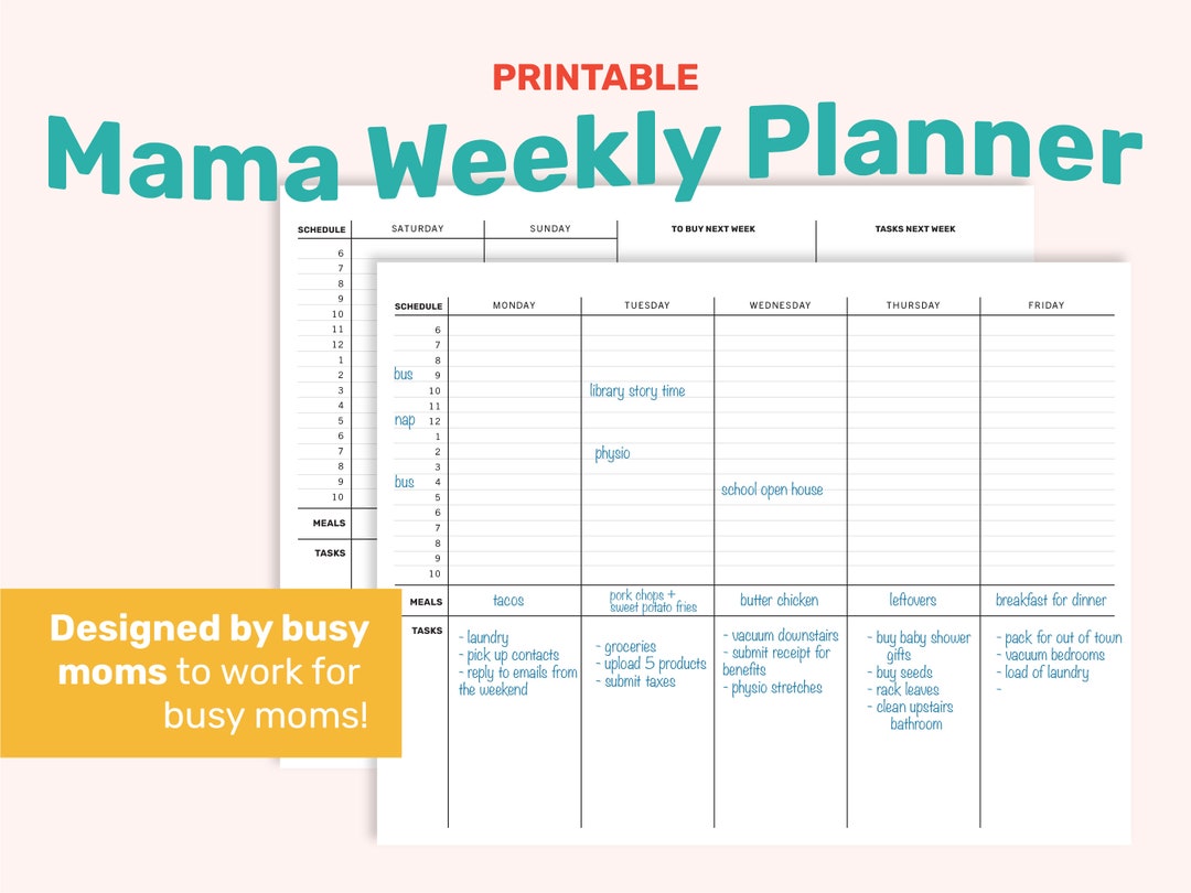 Blank Weekly Planner Printable, Mom Planner - Etsy