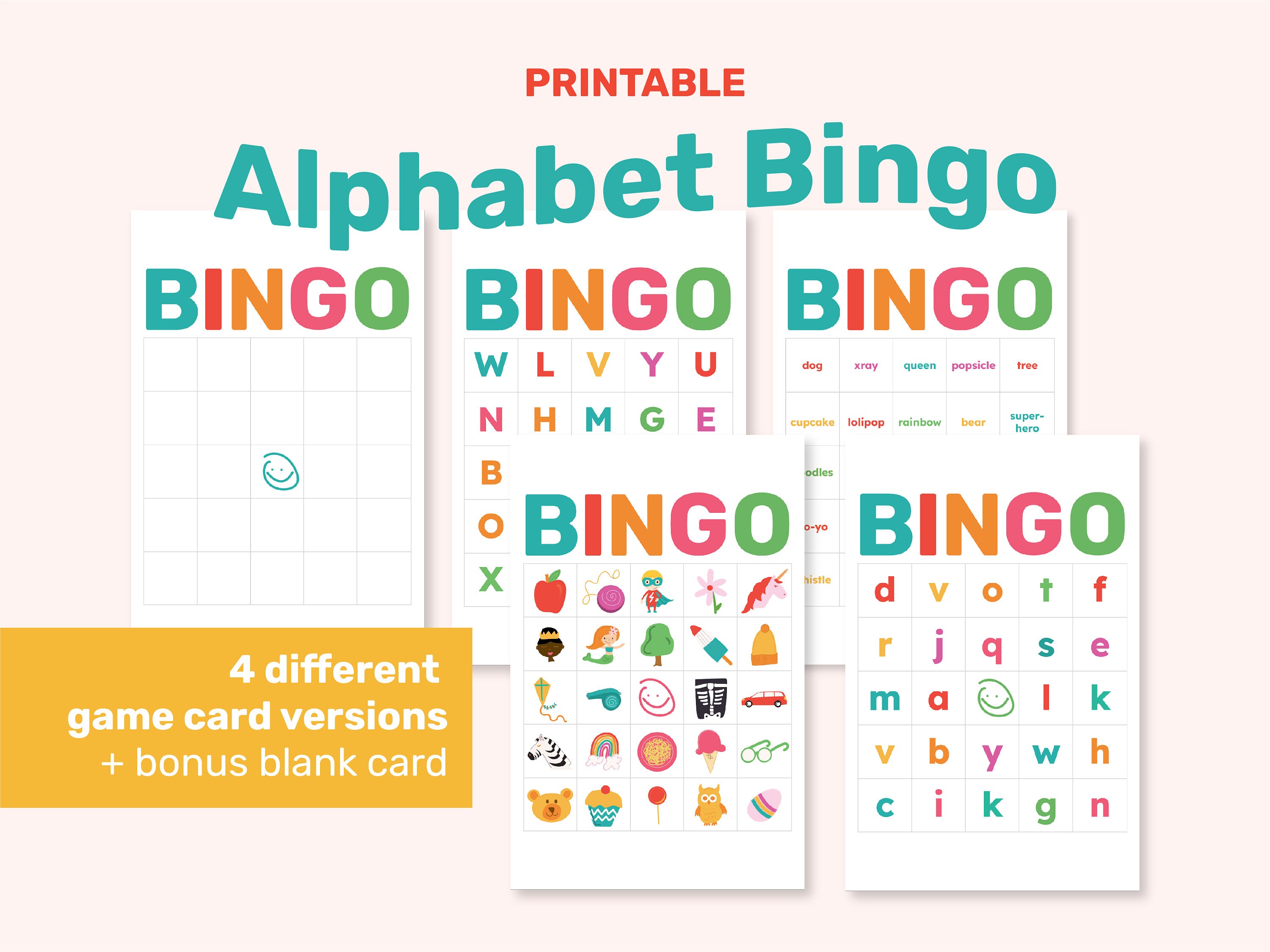 Printable Bingo Game Alphabet Bingo Game Educational Game - Etsy