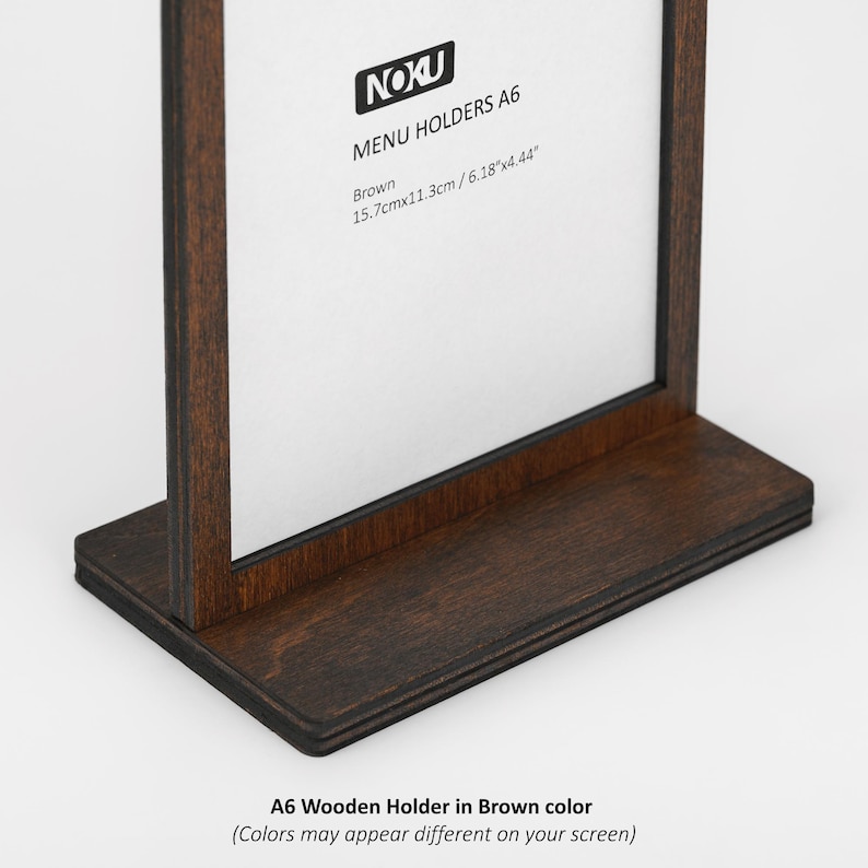 Wooden Table Menu Sign, A6 Paper Holder. Sign Display Stand for Markets ...