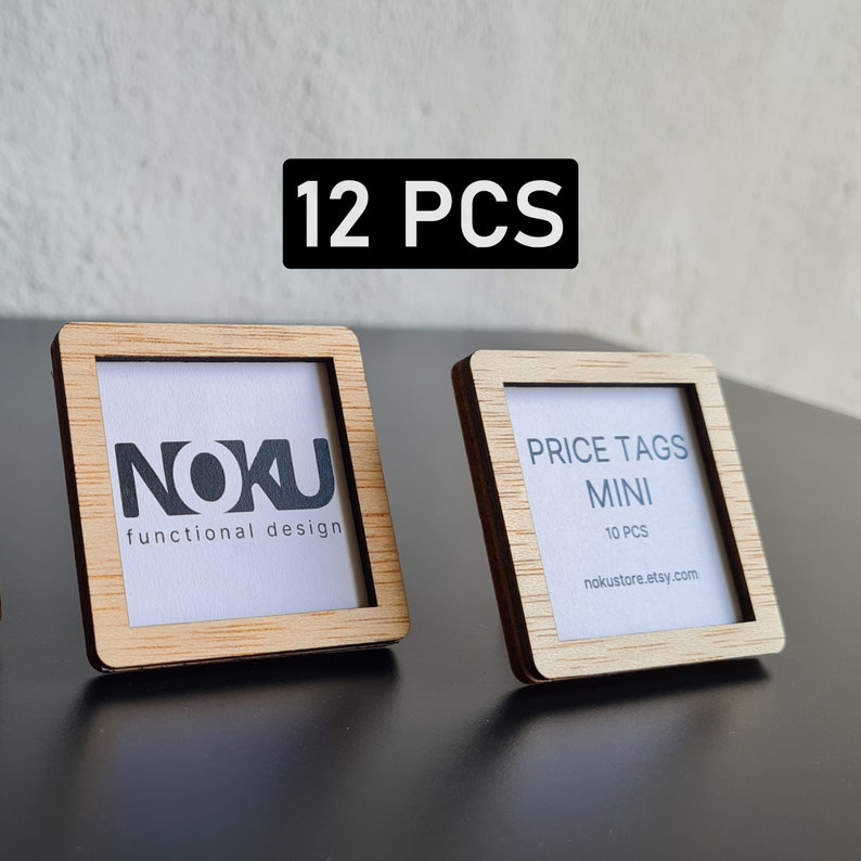 Wooden Square Price Tag 12 Pcs, Price Display for Market, Store and ...