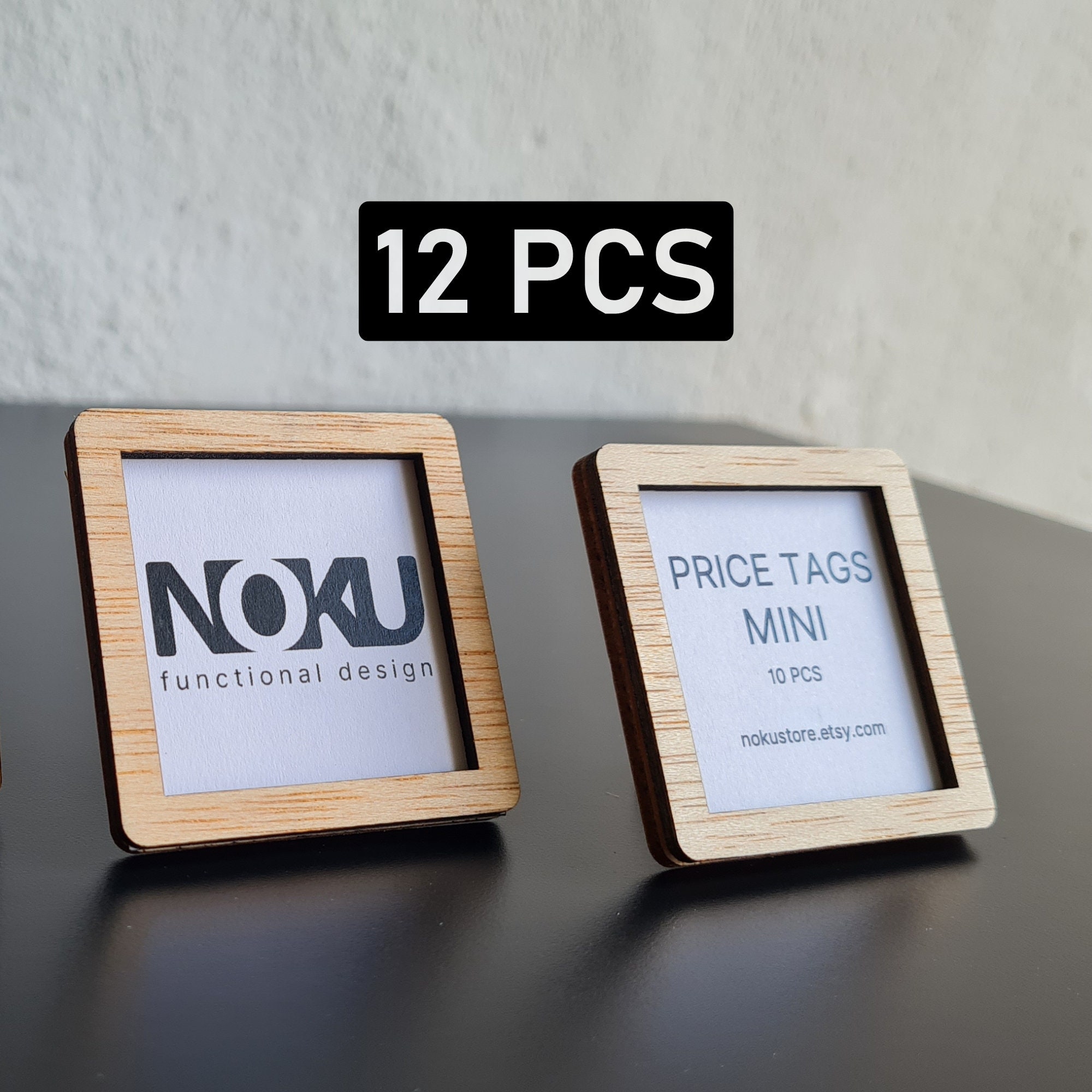 Wooden Square Price Tag 12 Pcs, Price Display for Market, Store and ...
