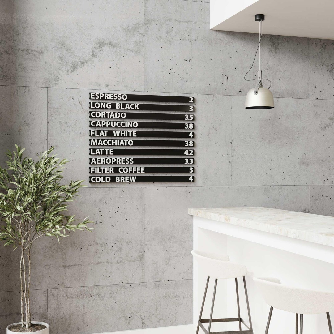 Metal Wall Menu Set for Cafes & Restaurants – Metal Strips and Wooden ...