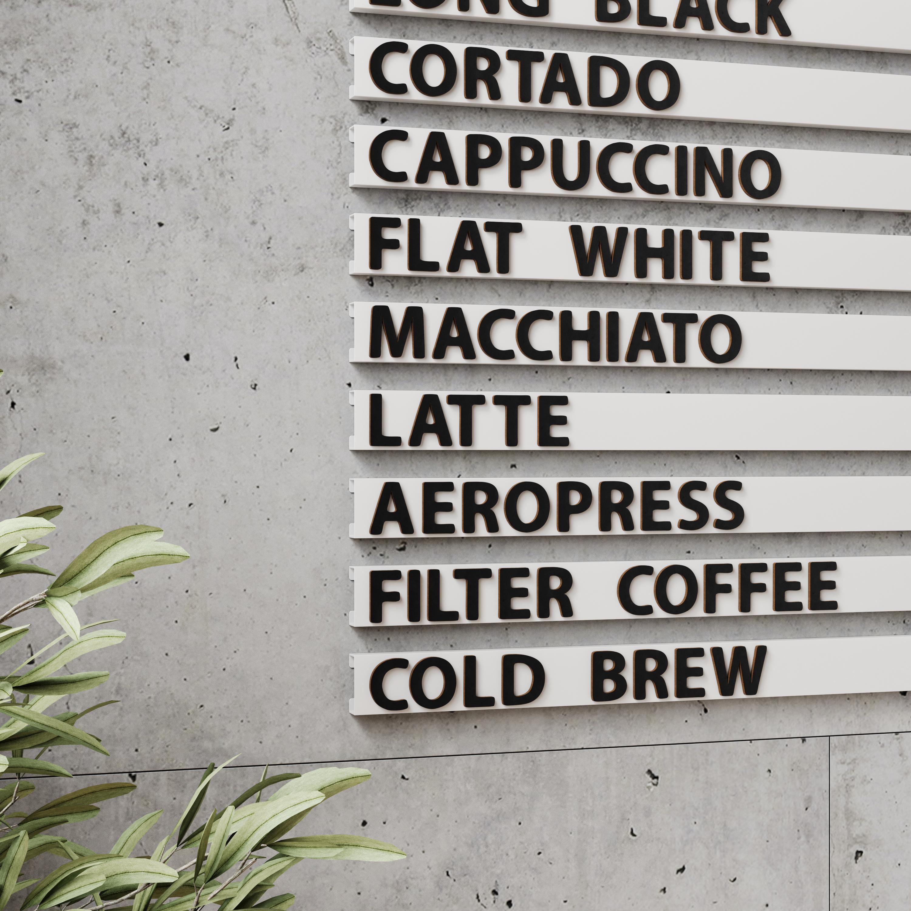 Set of Wall Menus for a Coffee Shop. Easily Changeable Menu With Metal ...