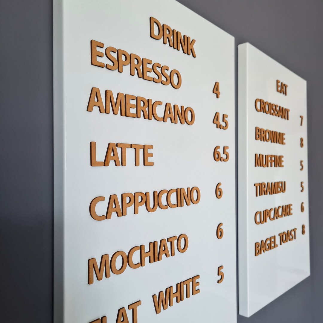 Menu Board X 2 Easily Changeable Metal Menu Board With Wooden Letters ...