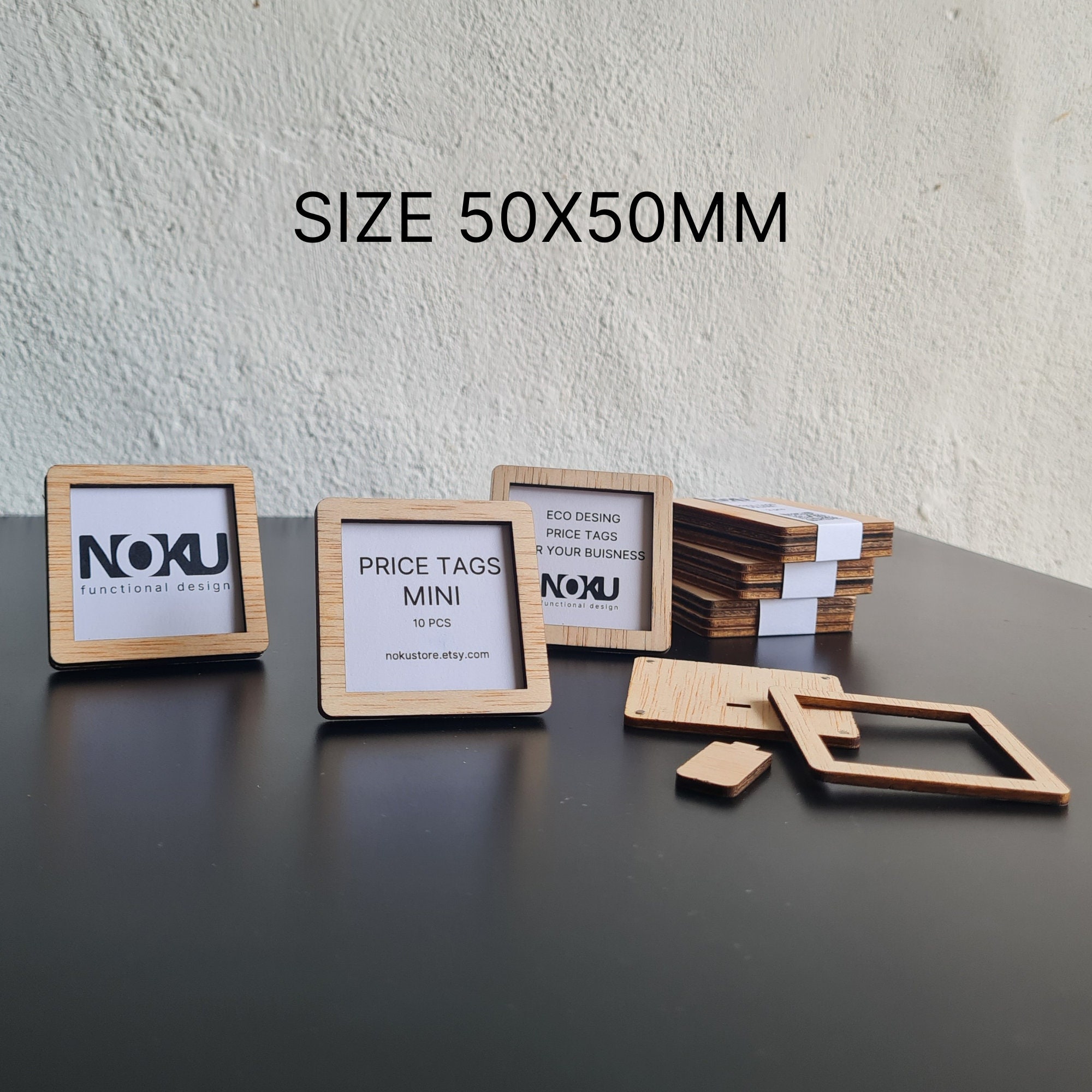 Wooden Square Price Tag 12 Pcs, Price Display for Market, Store and ...