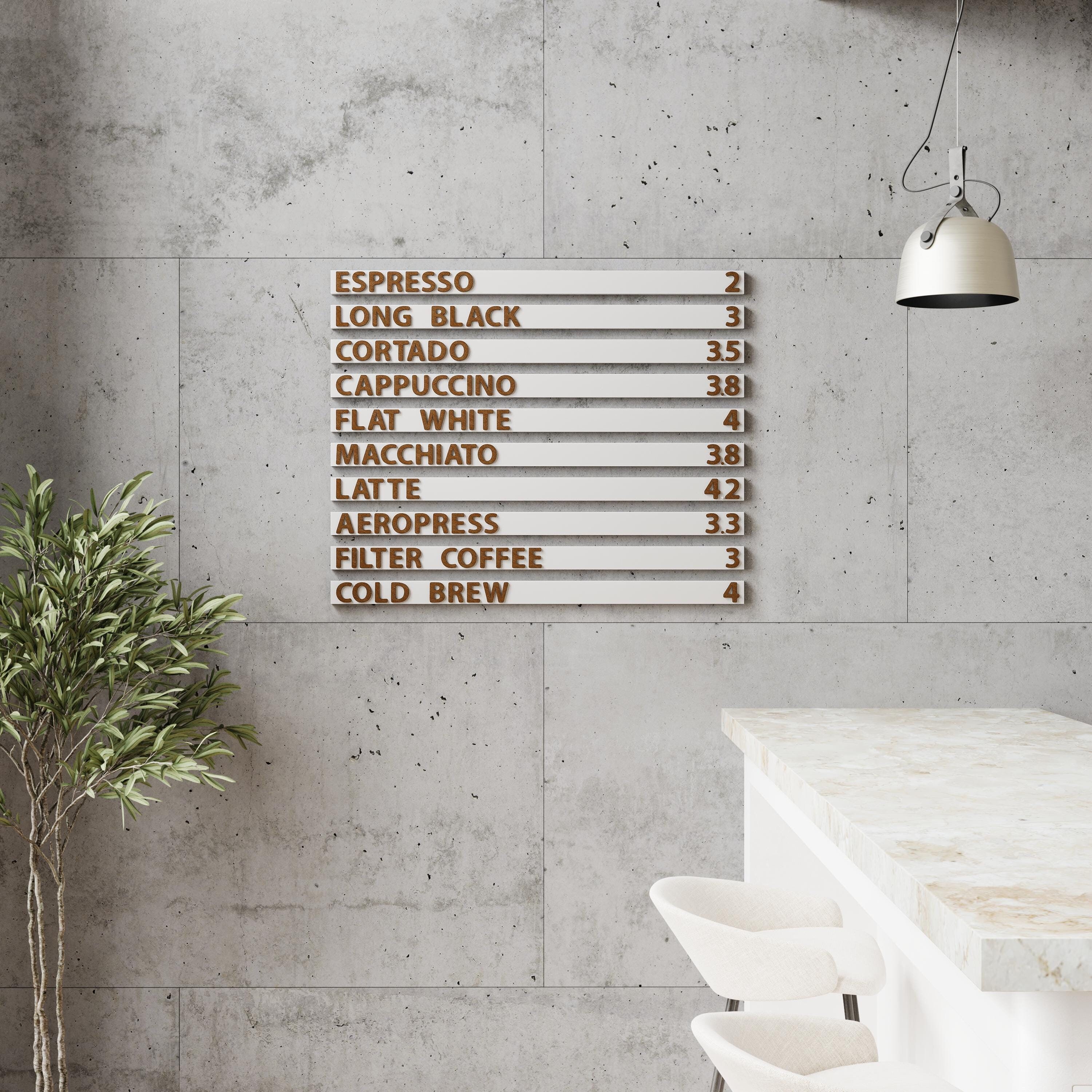 Set of Wall Menus for a Coffee Shop. Easily Changeable Menu With Metal ...