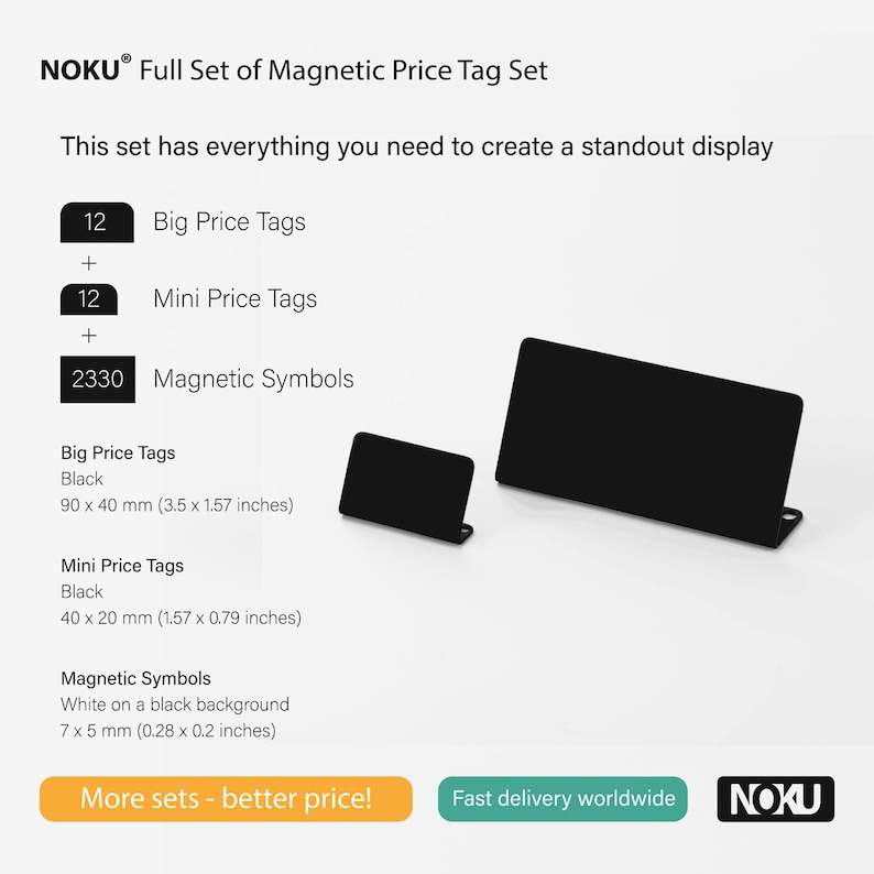 Magnetic Price Tag Set: Black Metal Display Signs for Coffee Shops (24 ...