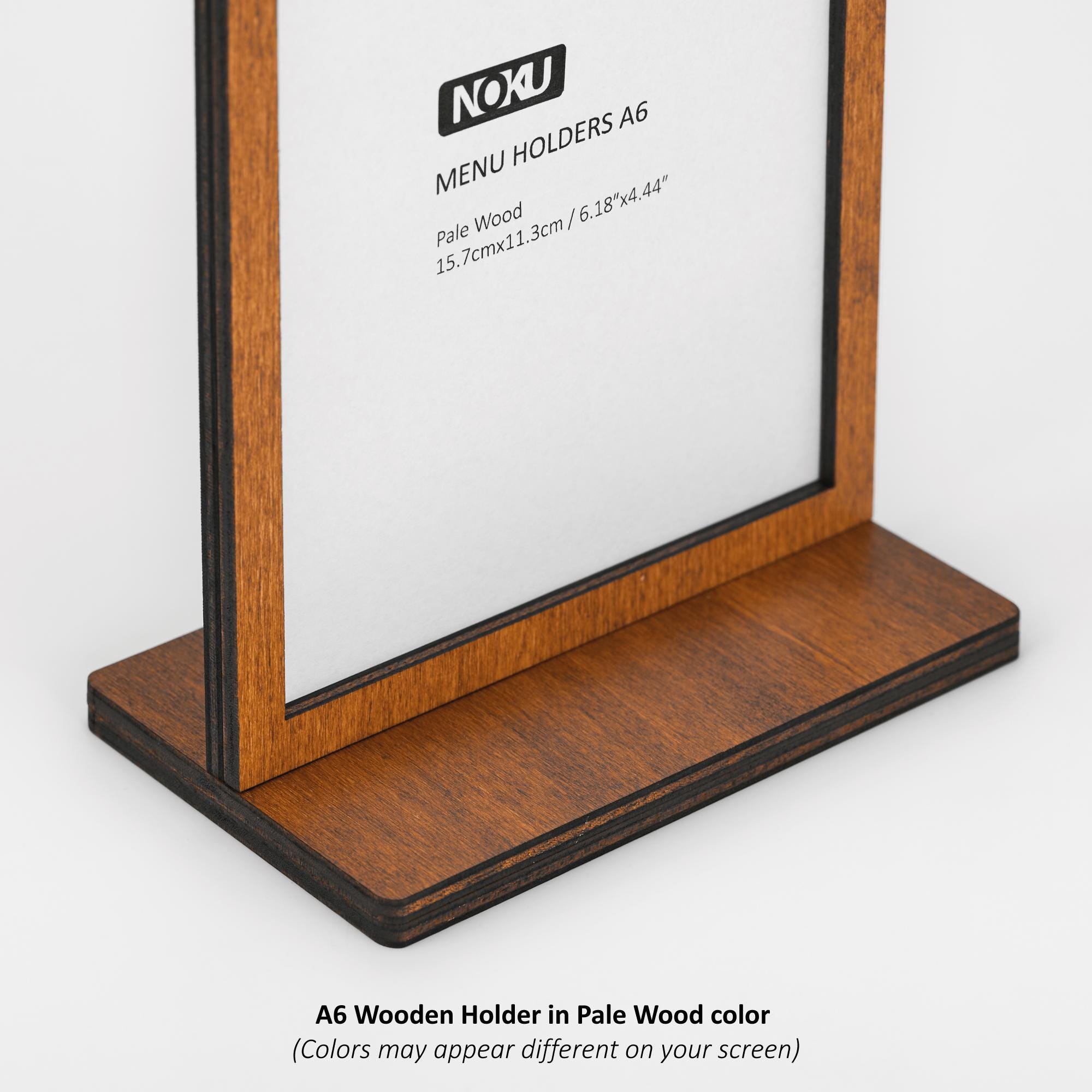 Wooden Table Menu Sign, A6 Paper Holder. Sign Display Stand for Markets ...