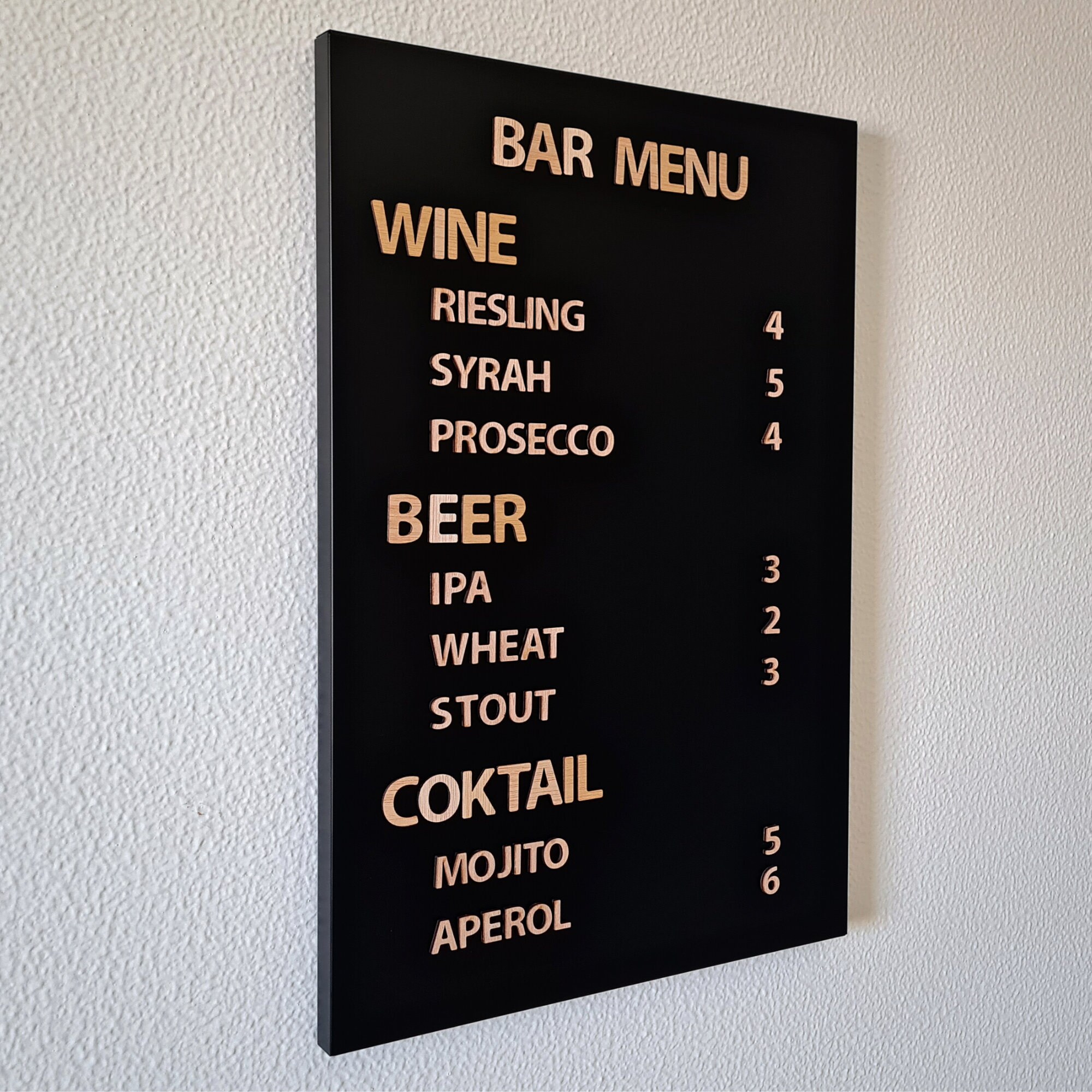 Changeable Bar Menu Board: 360 Wooden Letters, Restaurant Cafe Sign - Etsy