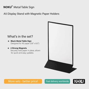 Sleek Metal Tabletop Sign Holder – Modern A5 Display Stand for Menus ...