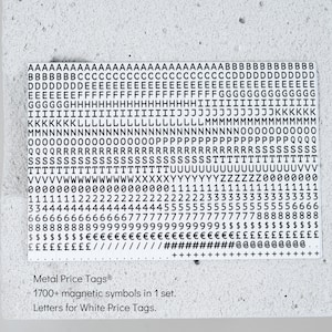 Set of Black Metal Price Tags With Changeable Magnetic Letters for ...