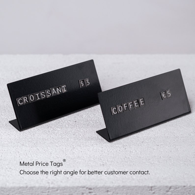 Black Metal Price Tags With Changeable Magnetic Letters for Bakeries ...
