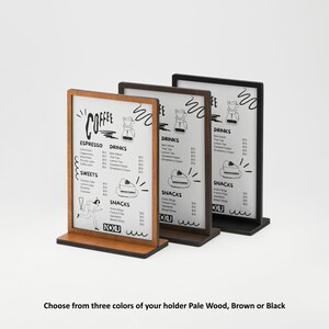 Black Wooden Menu Holder Set A5 – Minimalist Table Stand for Restaurant ...