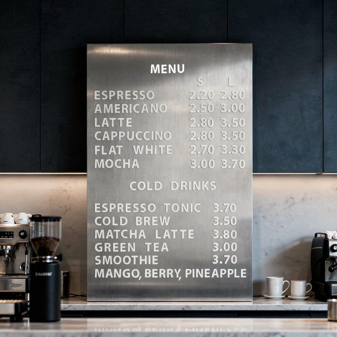 Premium Stainless Steel Magnetic Menu Board With Letters, Customizable ...