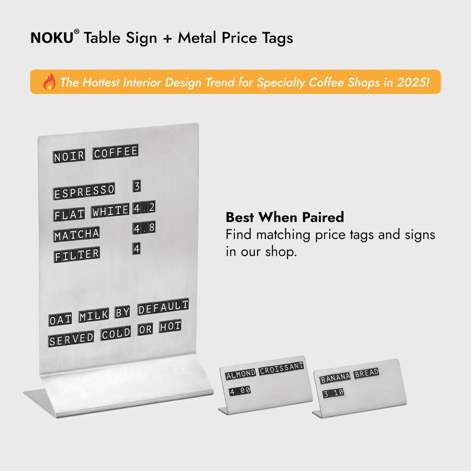 Magnetic Letter Menu Board – Small Metal Sign With Black Letters ...