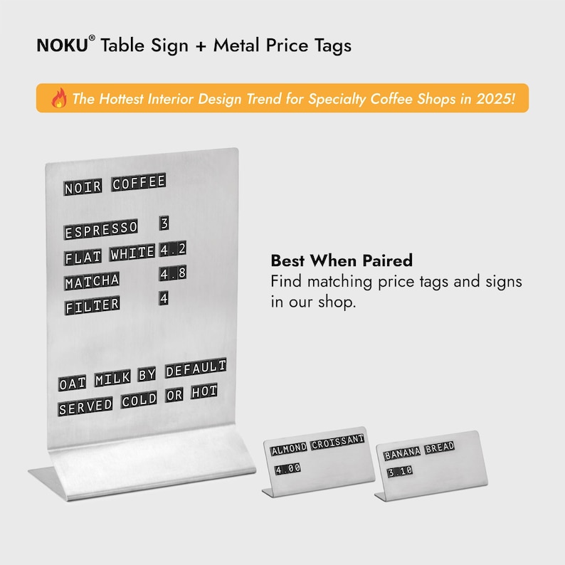 Magnetic Letter Menu Board – Small Metal Sign With Black Letters ...
